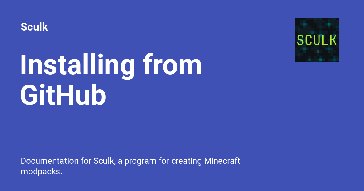 Installing From Github Sculk